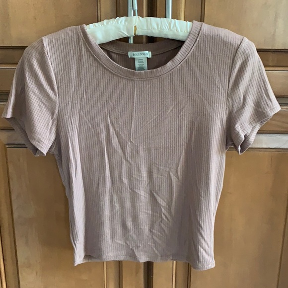 Bozzolo | Tops | Biz Solo Brown Ribbed Baby Tee | Poshmark